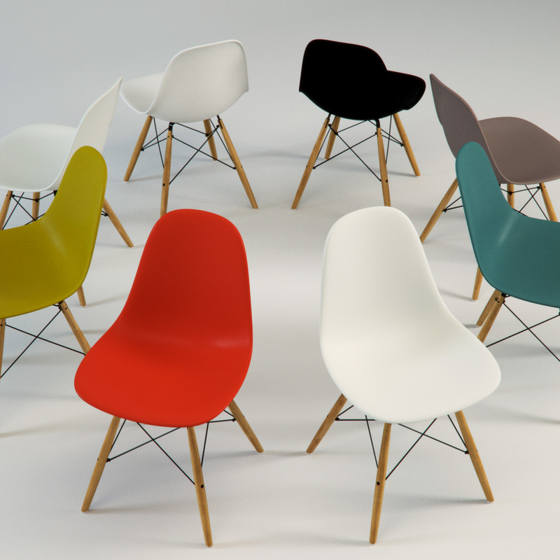 3d model eames plastic chair dsw