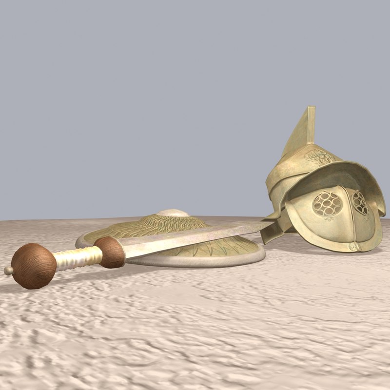 roman gladiator weapons helmet 3d model