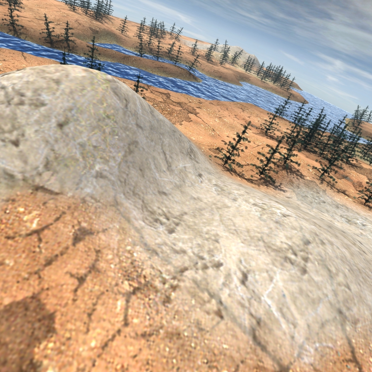 3ds max mountain landscape river