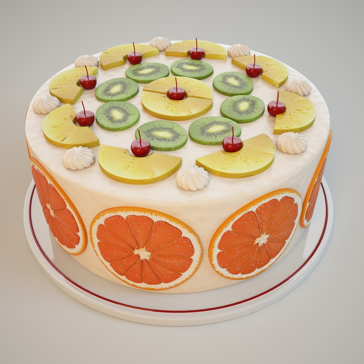 3d fruit cake model