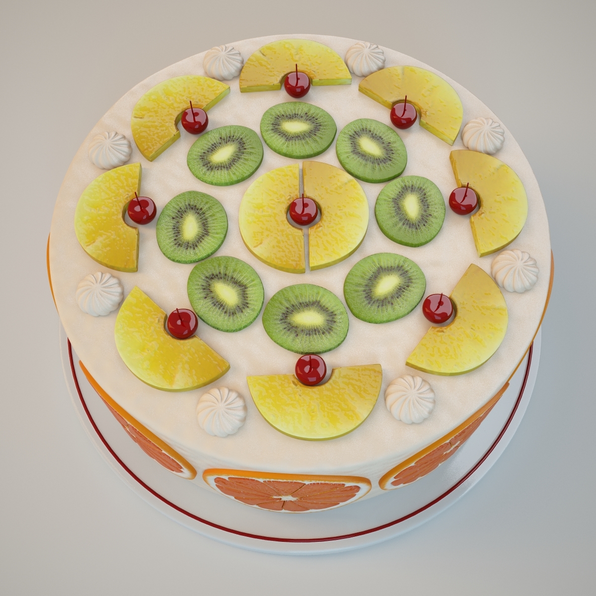 3d fruit cake model