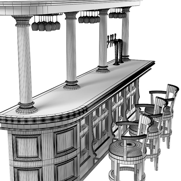 bar equipment 3d obj