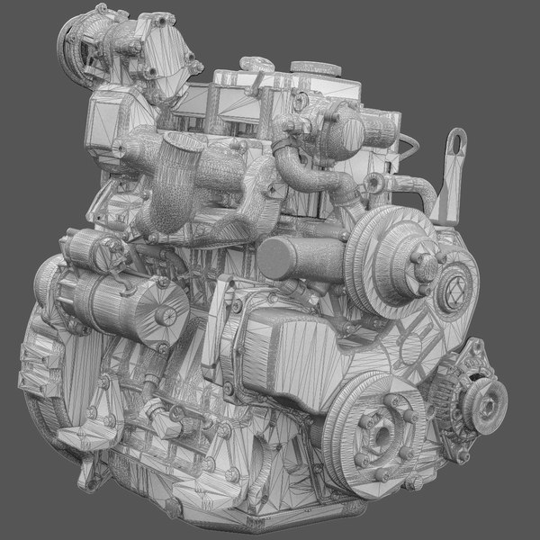 diesel truck engine 3d model