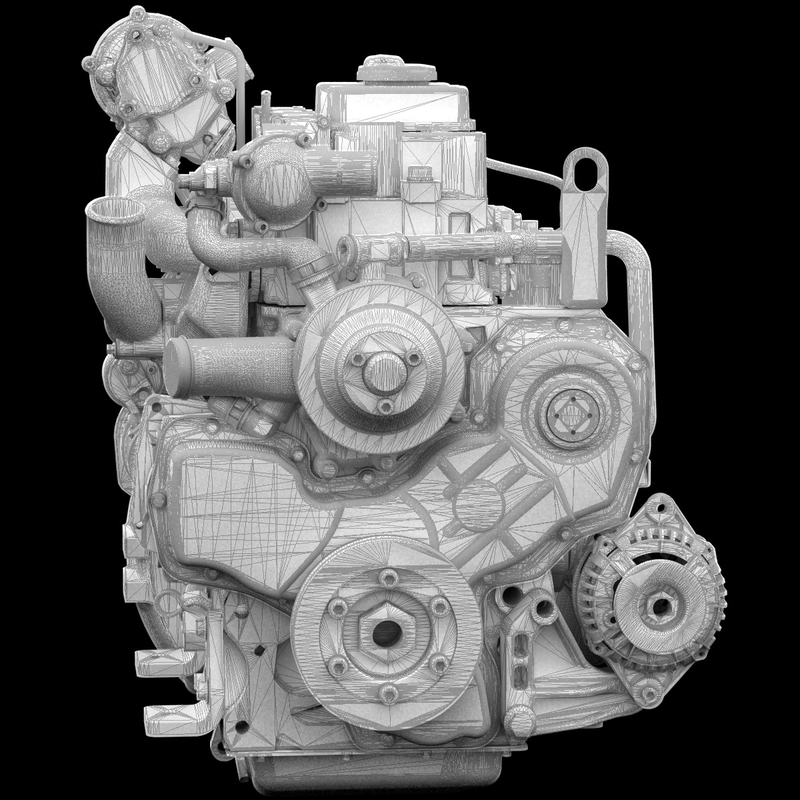 diesel truck engine 3d model