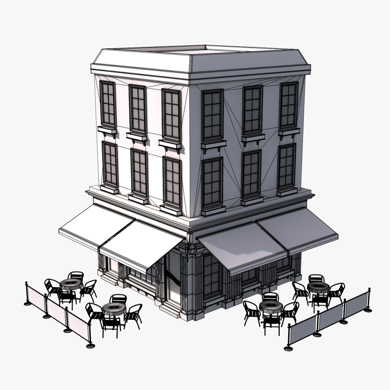 3d c4d cafe building exterior