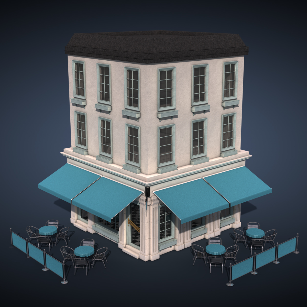 3d c4d cafe building exterior