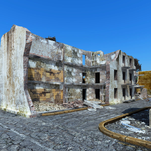 destroyed town 3d model