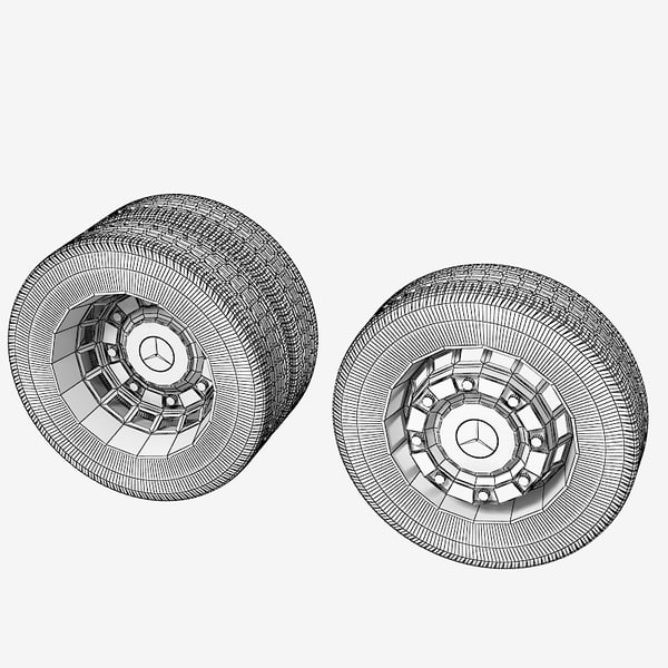 3d model heavy truck wheel set