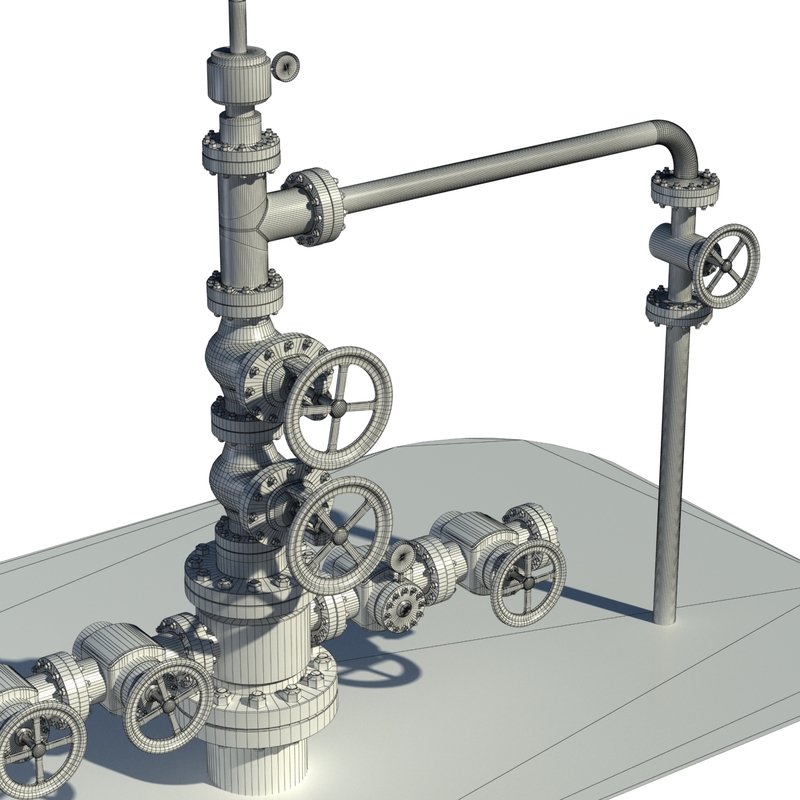 oil wellhead pipes 3d model