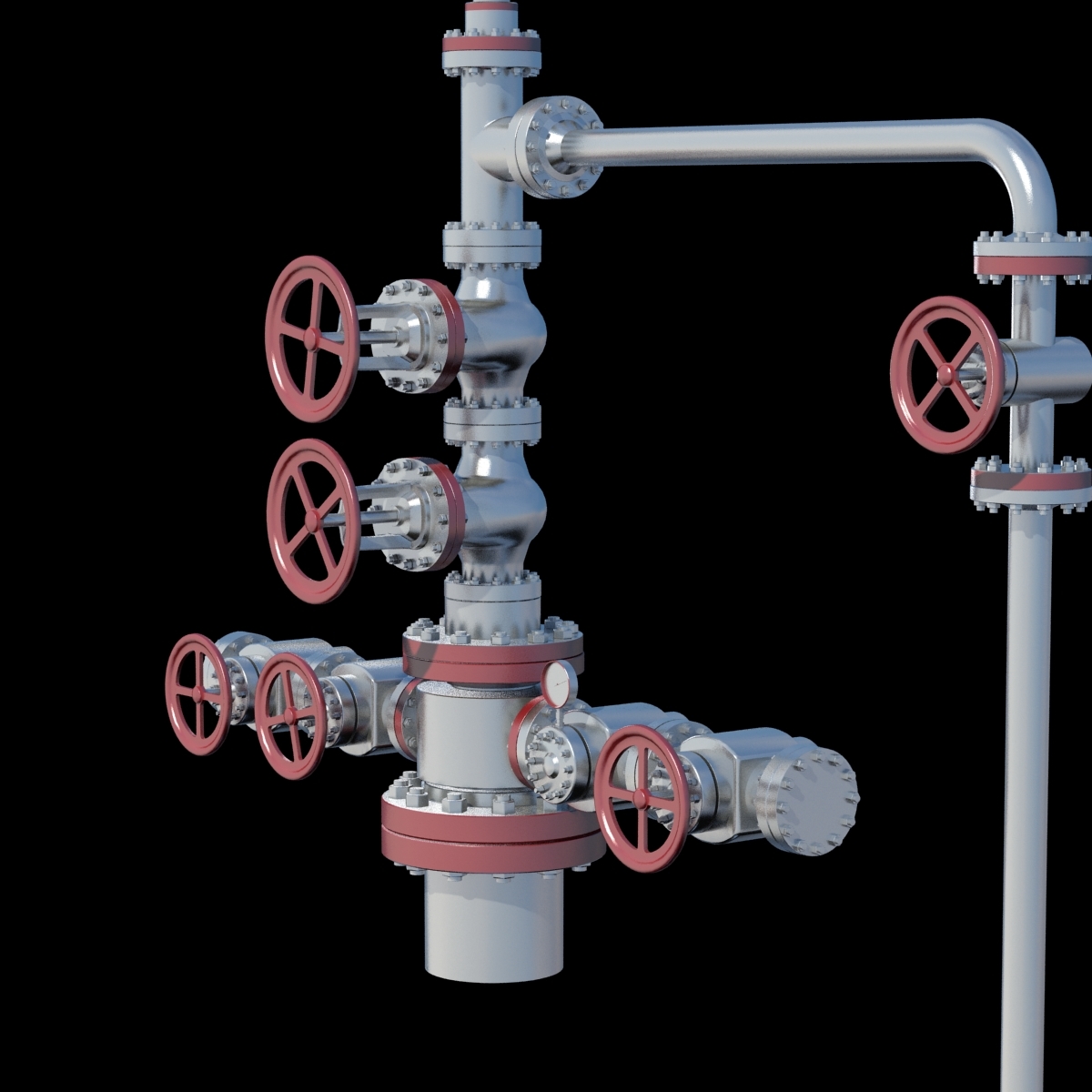 oil wellhead pipes 3d model