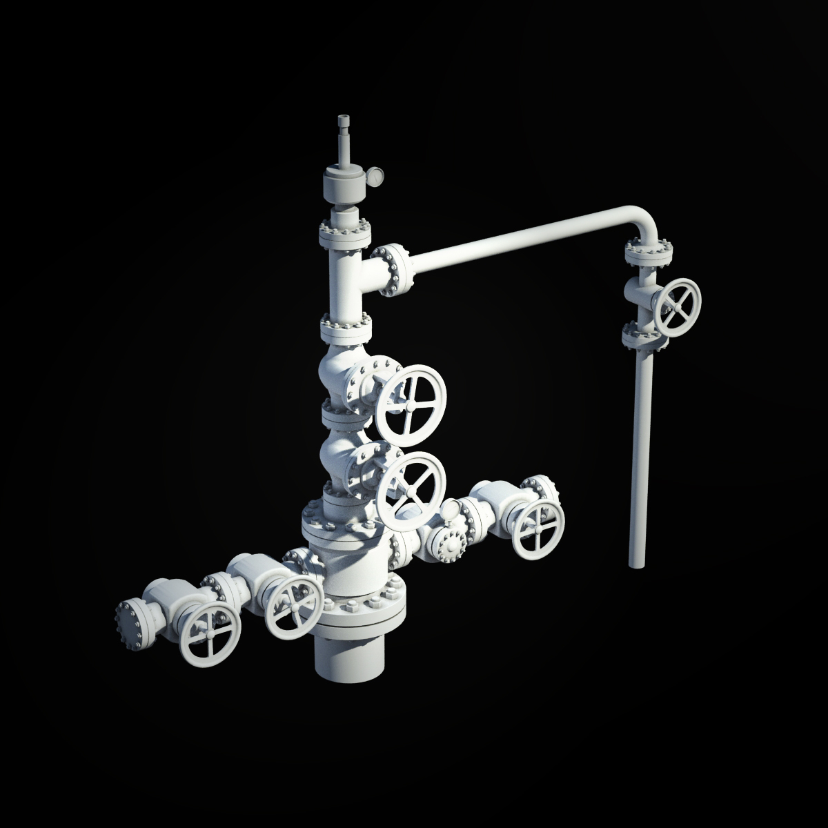 oil wellhead pipes 3d model