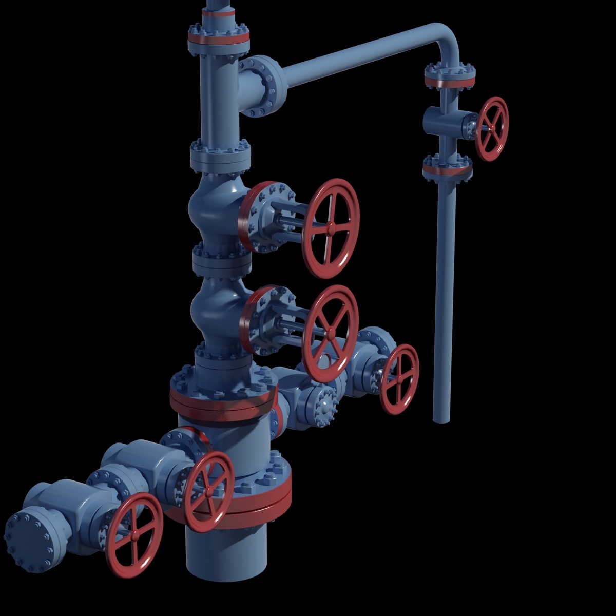 oil wellhead pipes 3d model