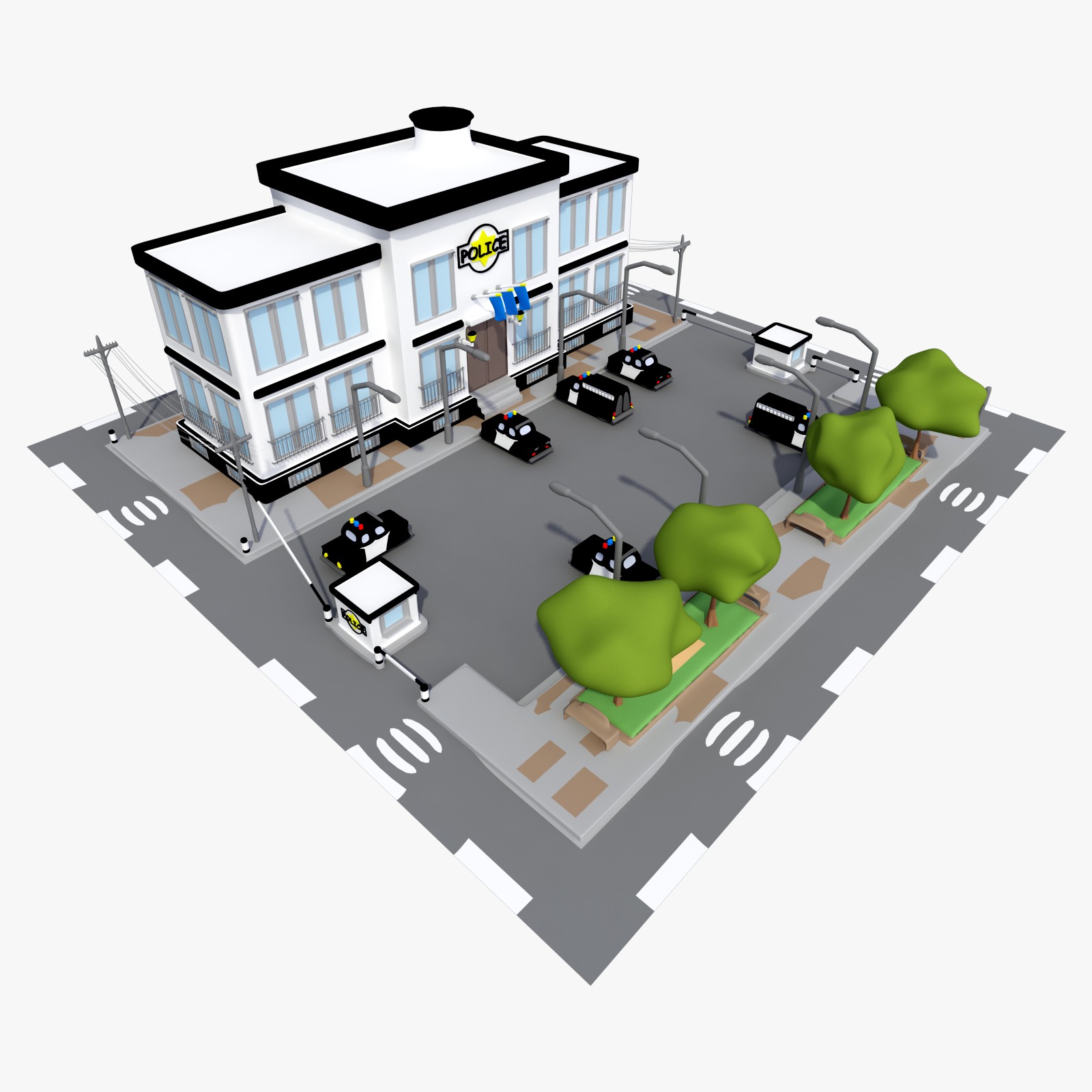 3dsmax cartoon police station car