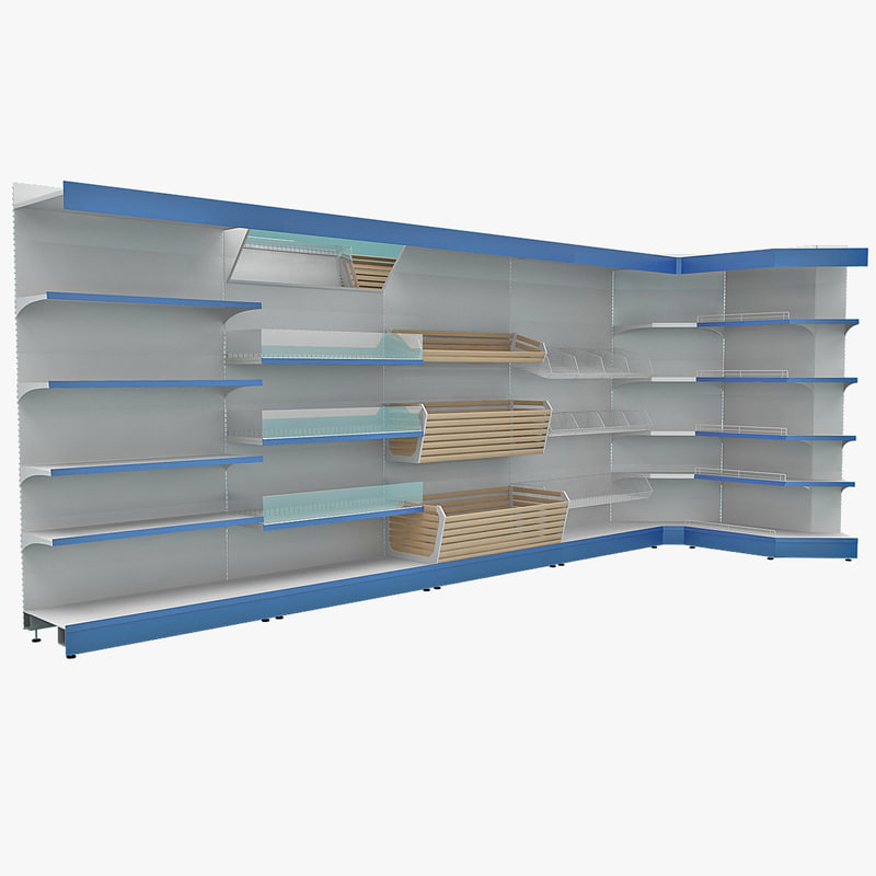 supermarket shelf 3 3d model