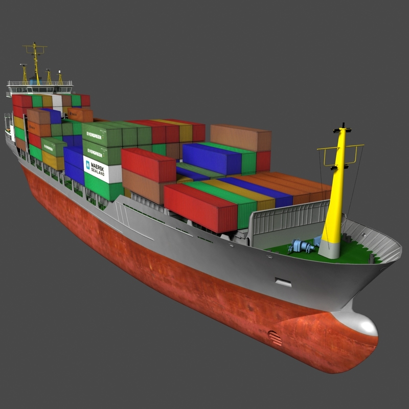 3d container ship