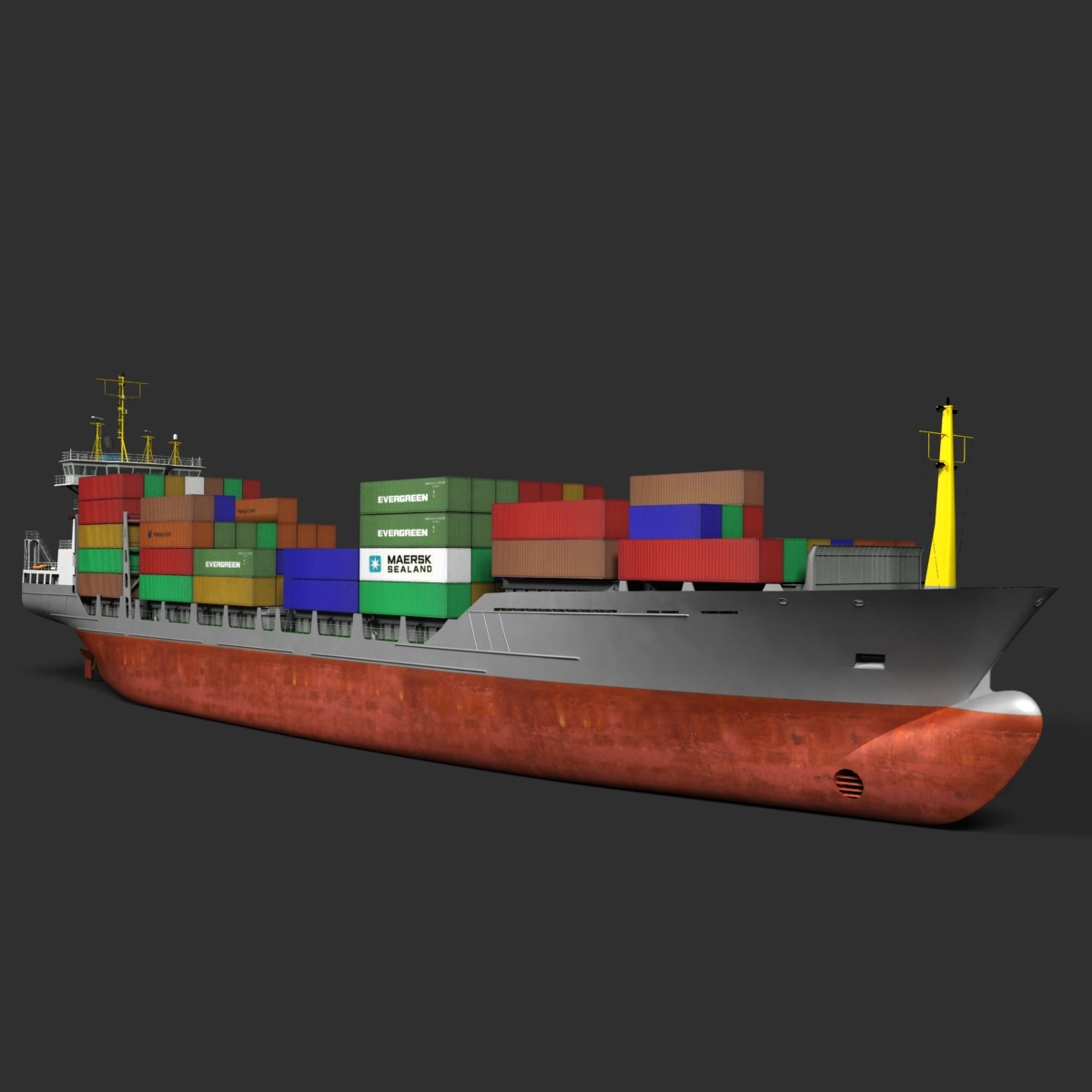 3d container ship