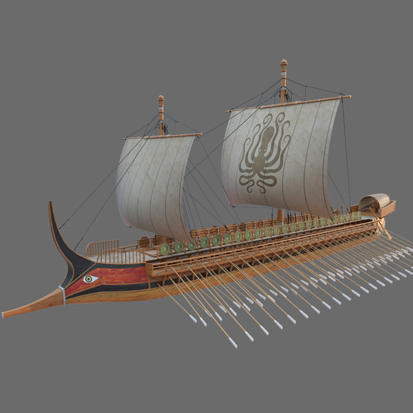 greek warship trireme 3d model