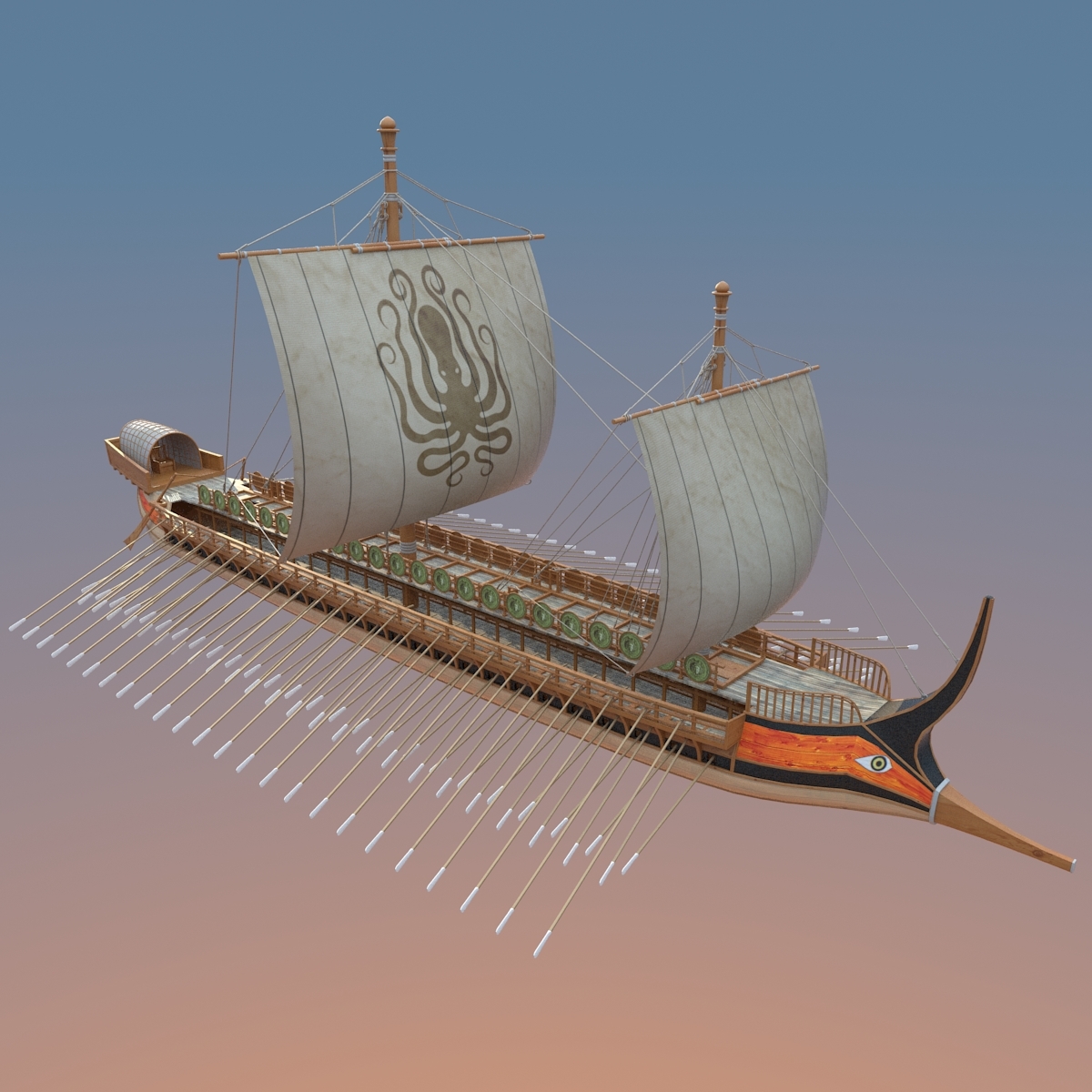 greek warship trireme 3d model