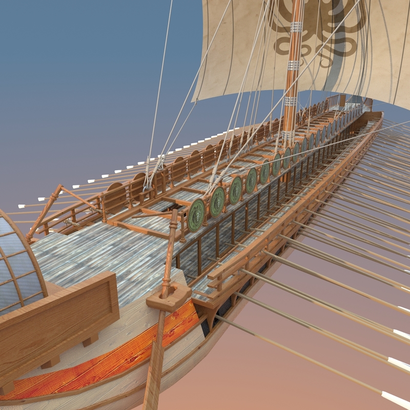 greek warship trireme 3d model