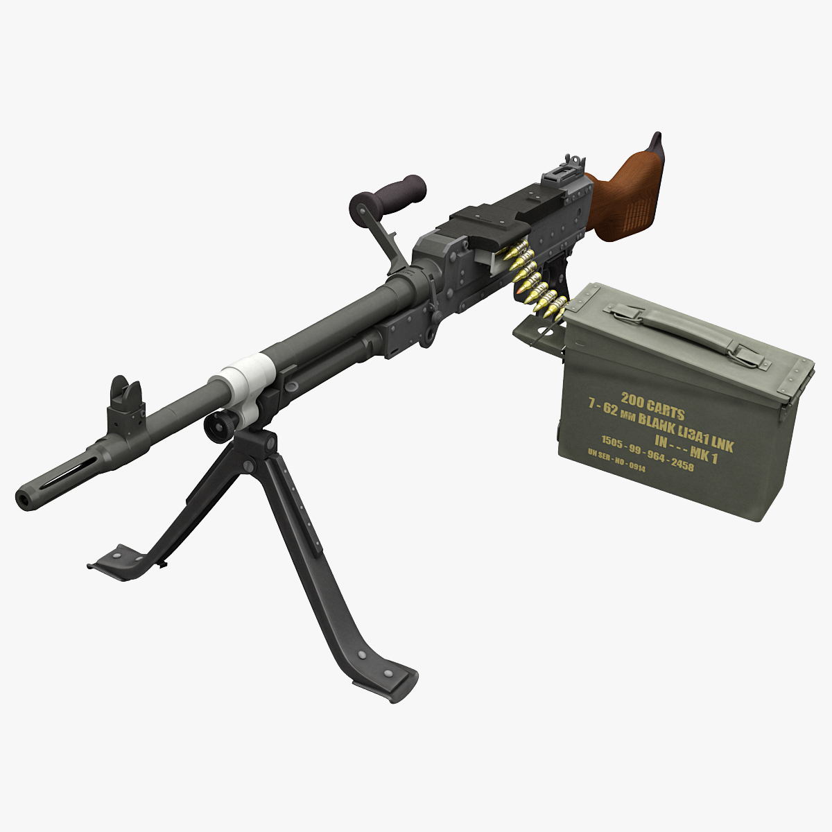 3d model of machine gun fn mag