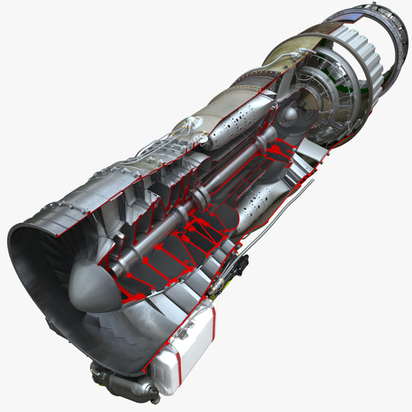 jet engine cutaway 3d model
