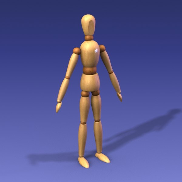 wood wooden doll 3d model