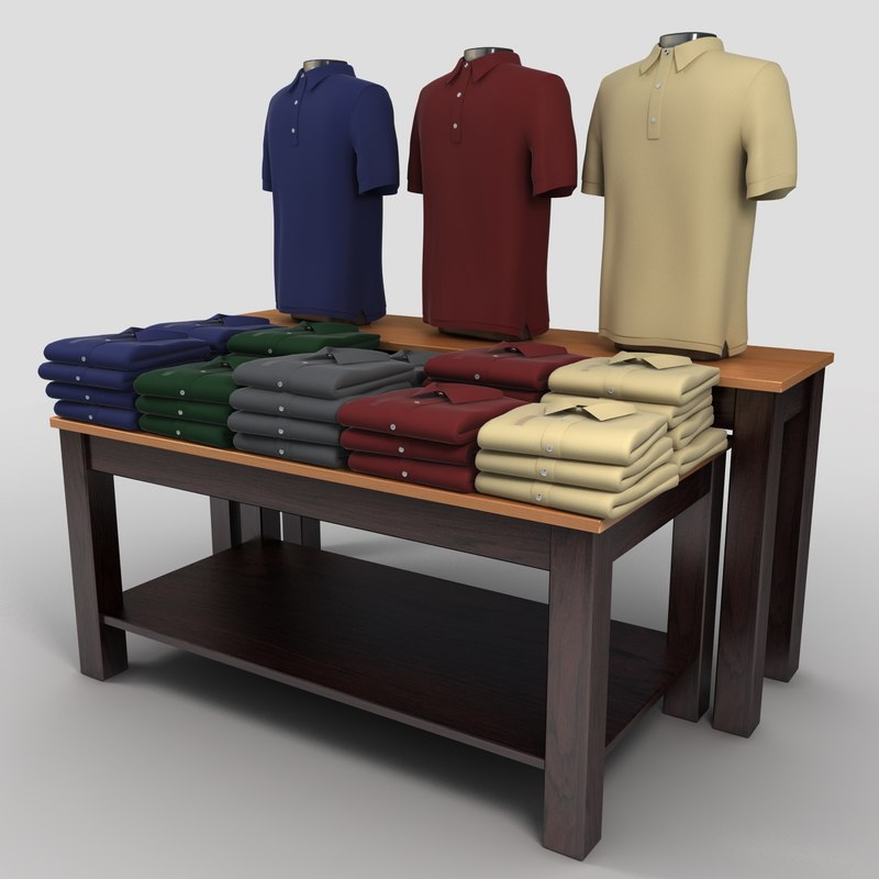 polo shirts table display 3d model