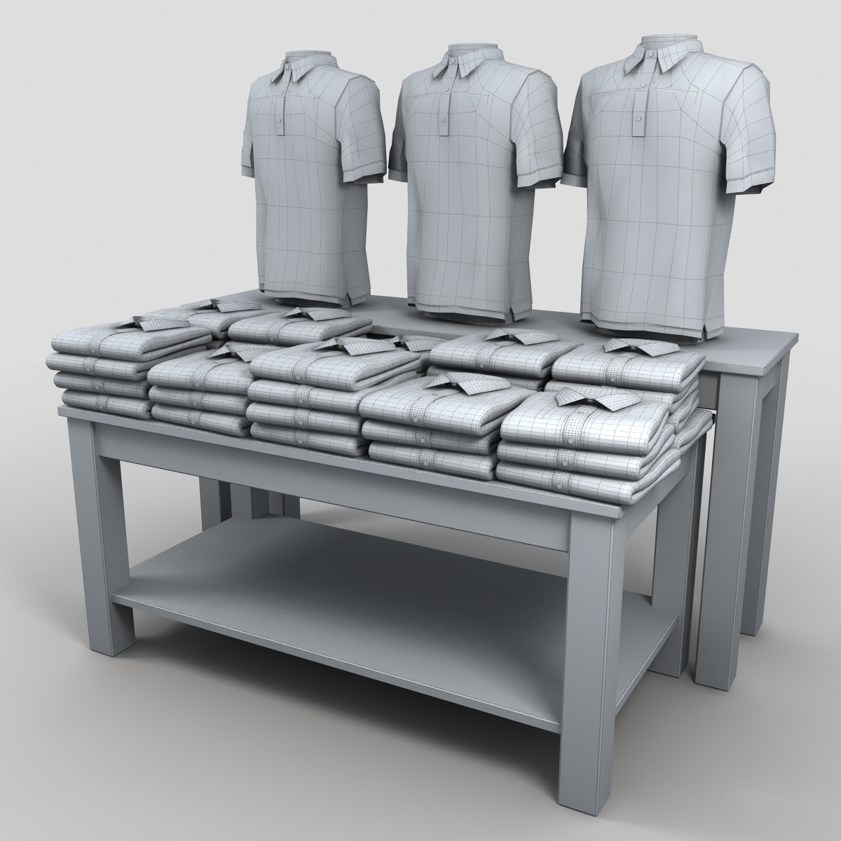 polo shirts table display 3d model
