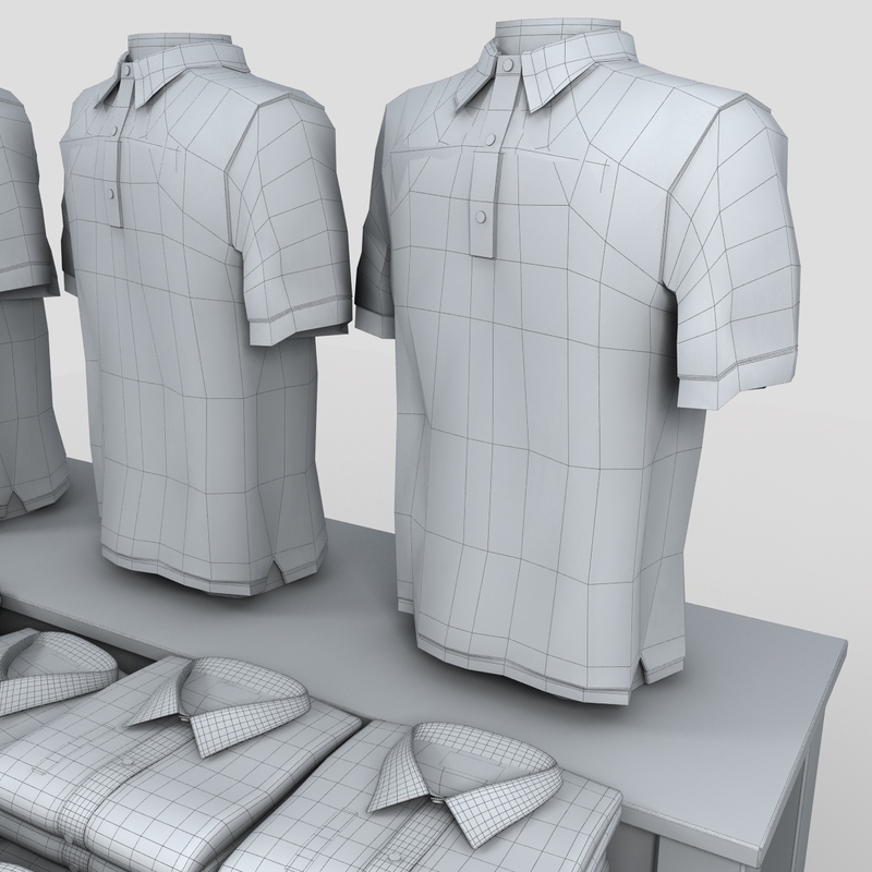 polo shirts table display 3d model