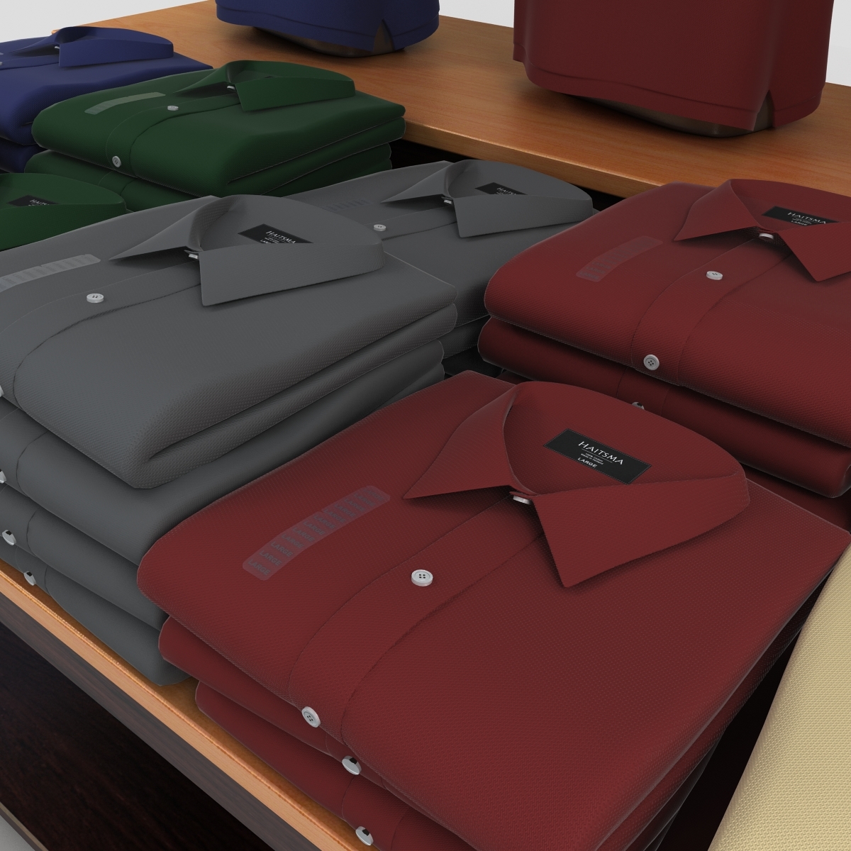 polo shirts table display 3d model