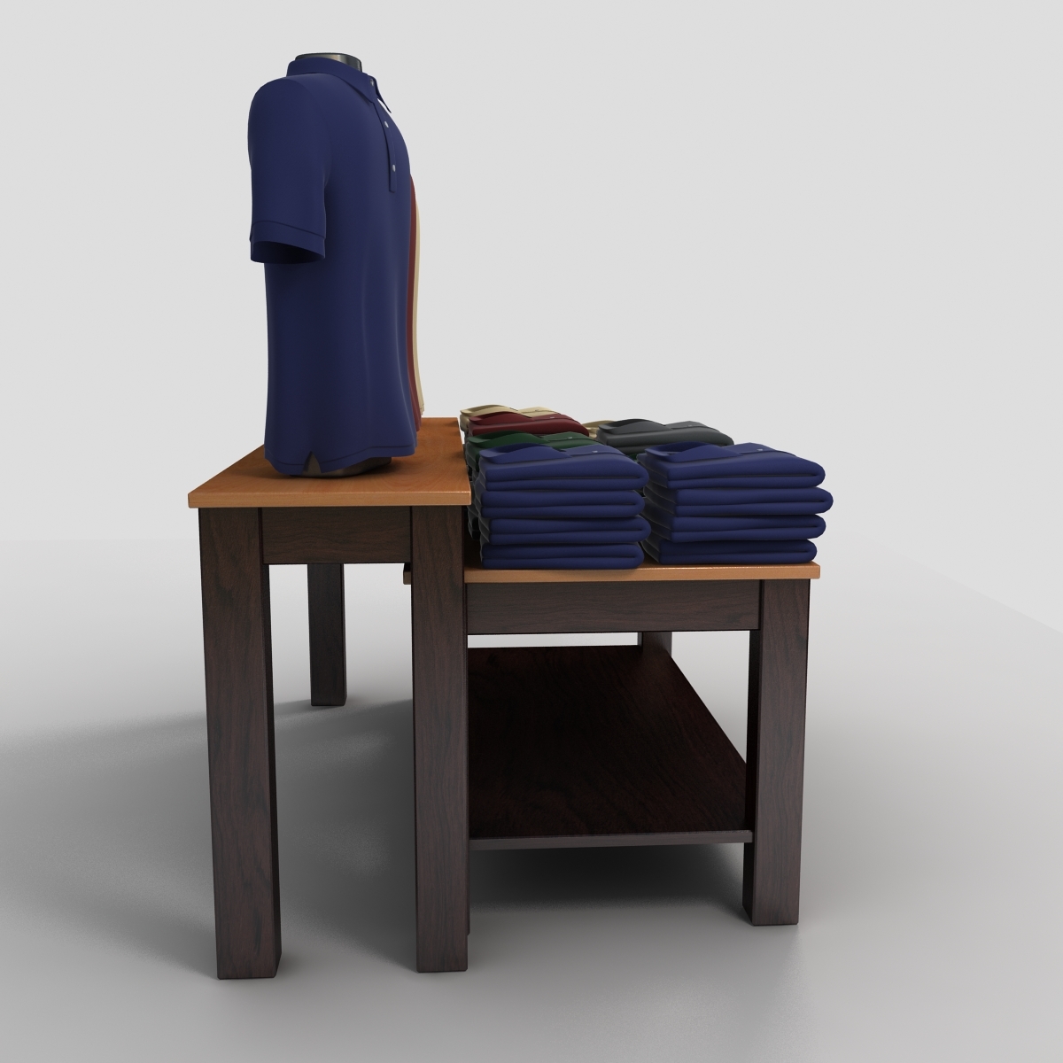 polo shirts table display 3d model