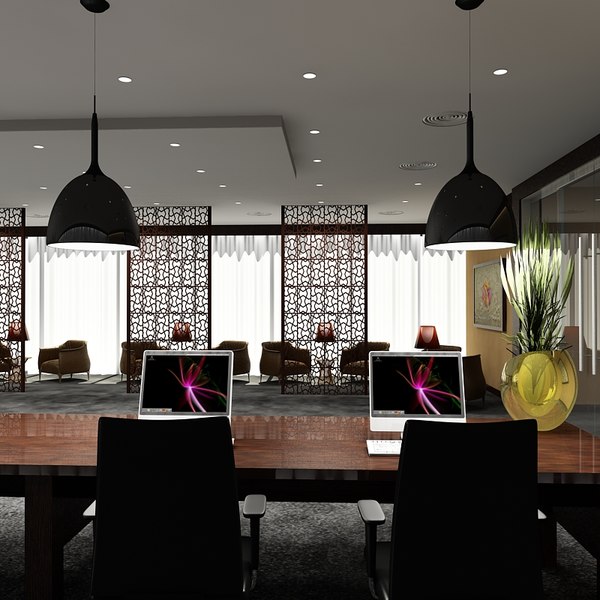 3ds max office reception scene