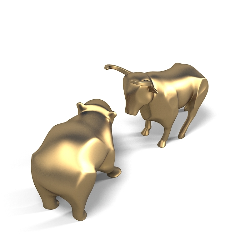 3d model bull bear sculpture