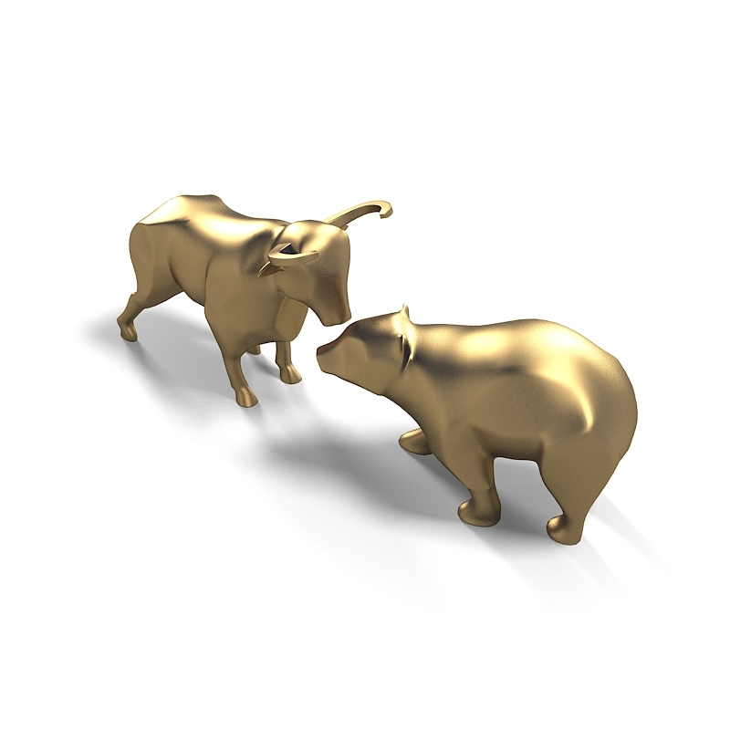 3d model bull bear sculpture