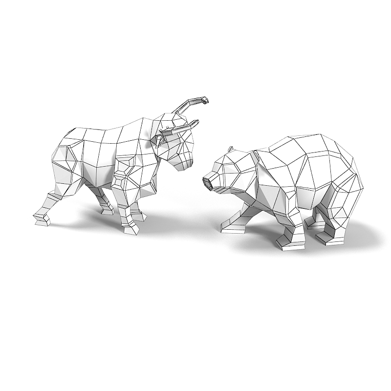 3d model bull bear sculpture