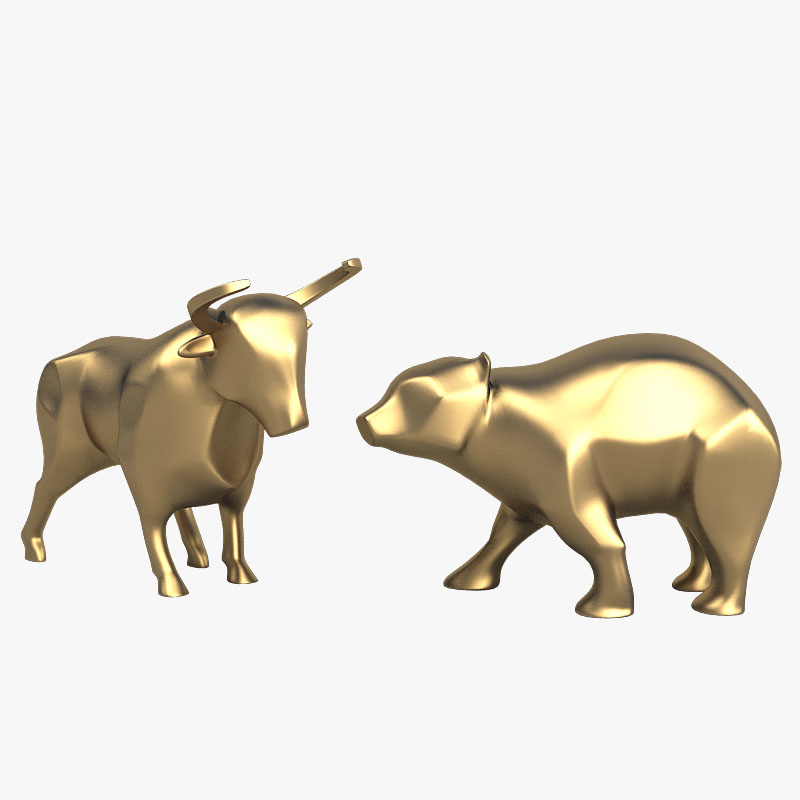 3d model bull bear sculpture