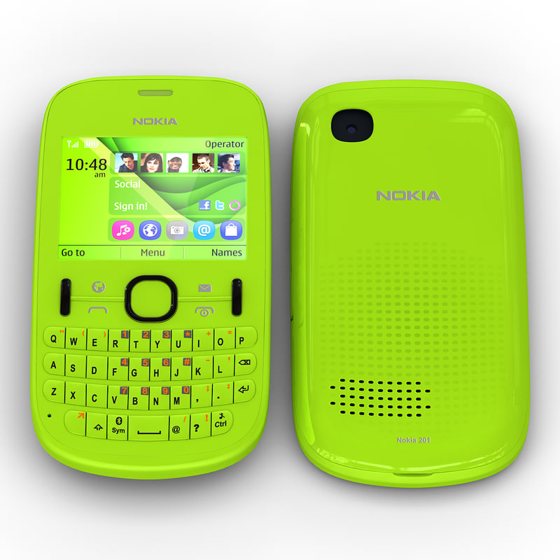 nokia asha 201 green 3d model