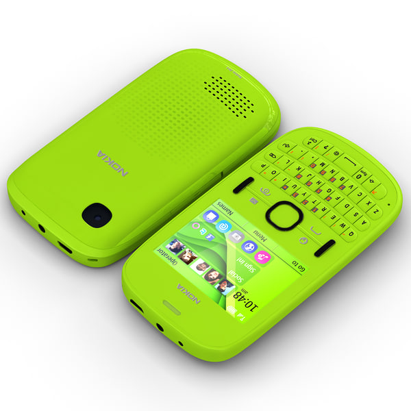 nokia asha 201 green 3d model