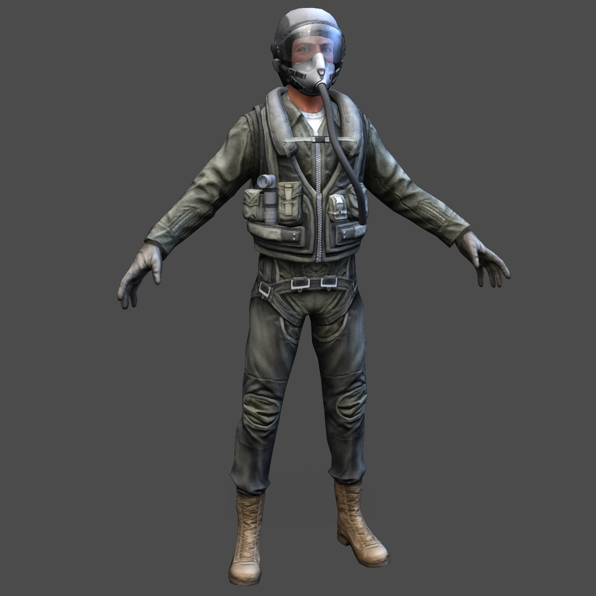 army pilot real-time 3d model