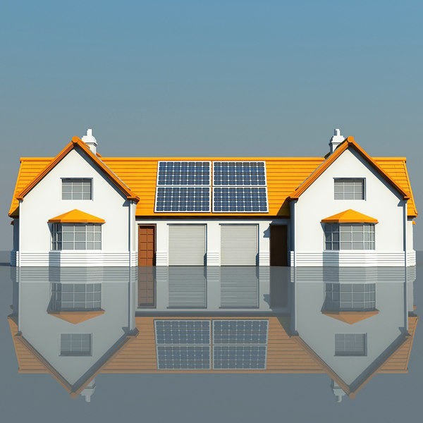 solar powered house 3d model