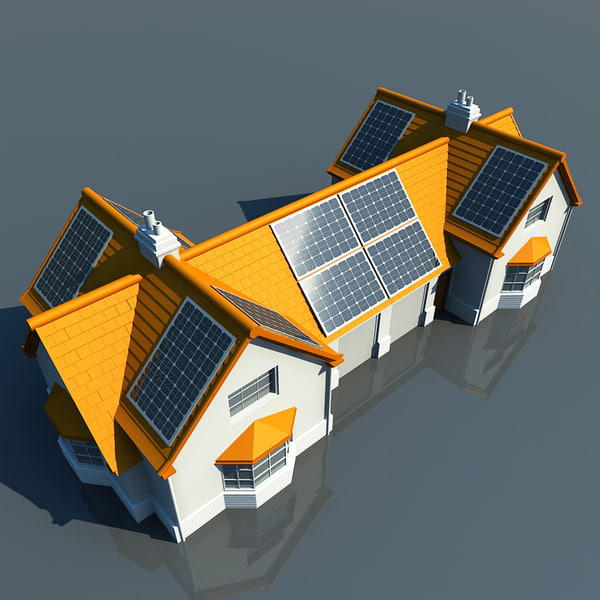 solar powered house 3d model