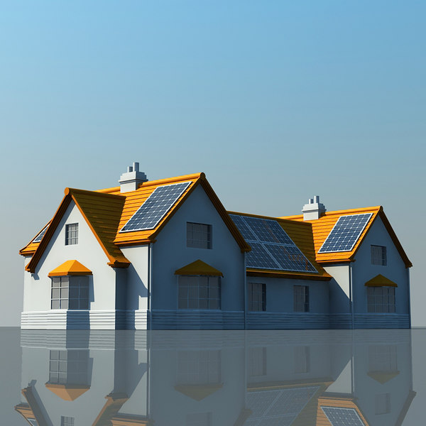 solar powered house 3d model