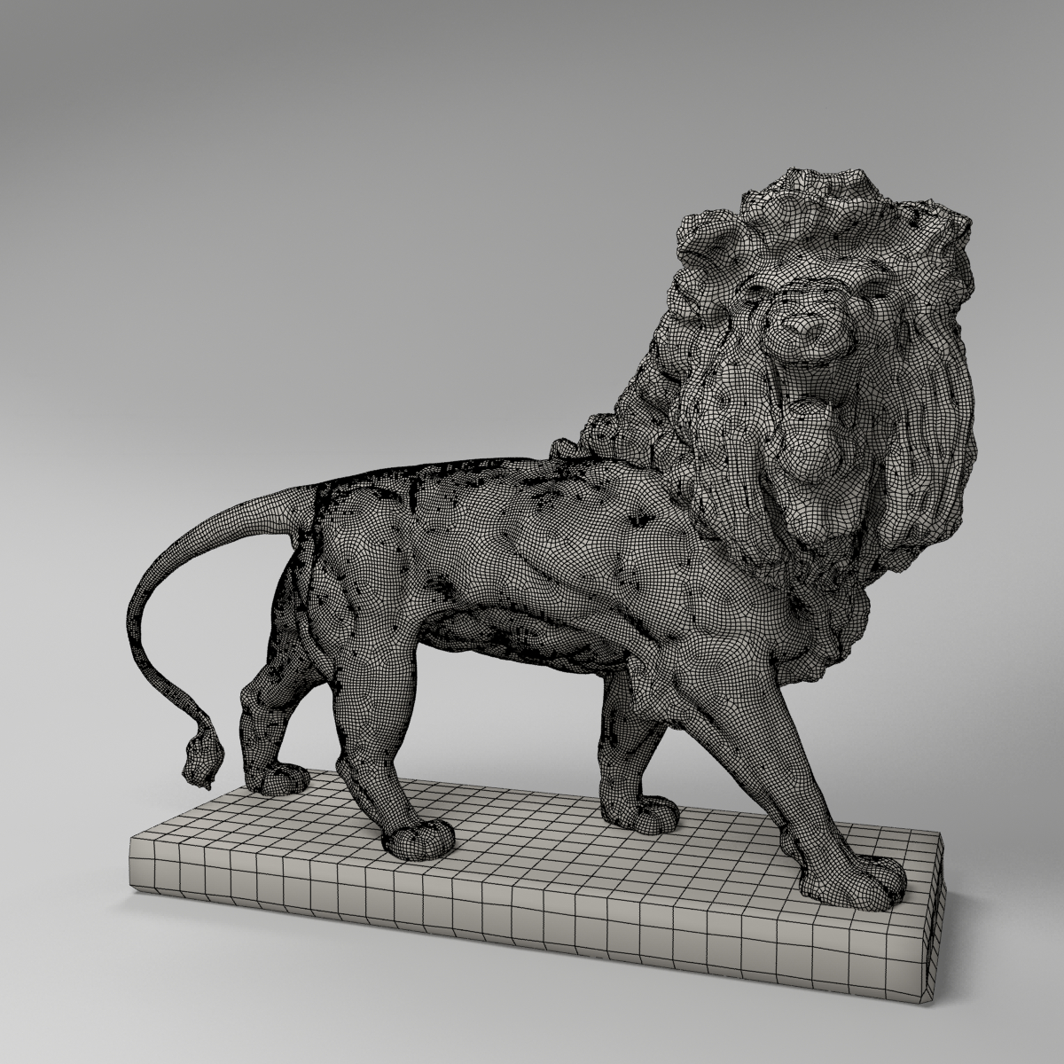 3d metal lion statue