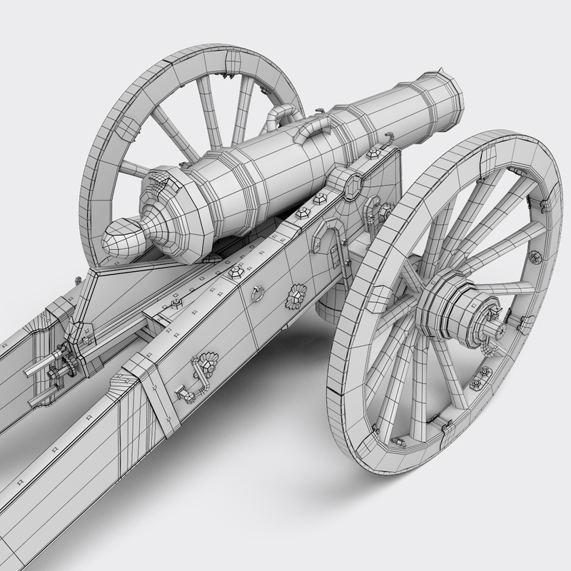 3d model cannon licorne howitzers