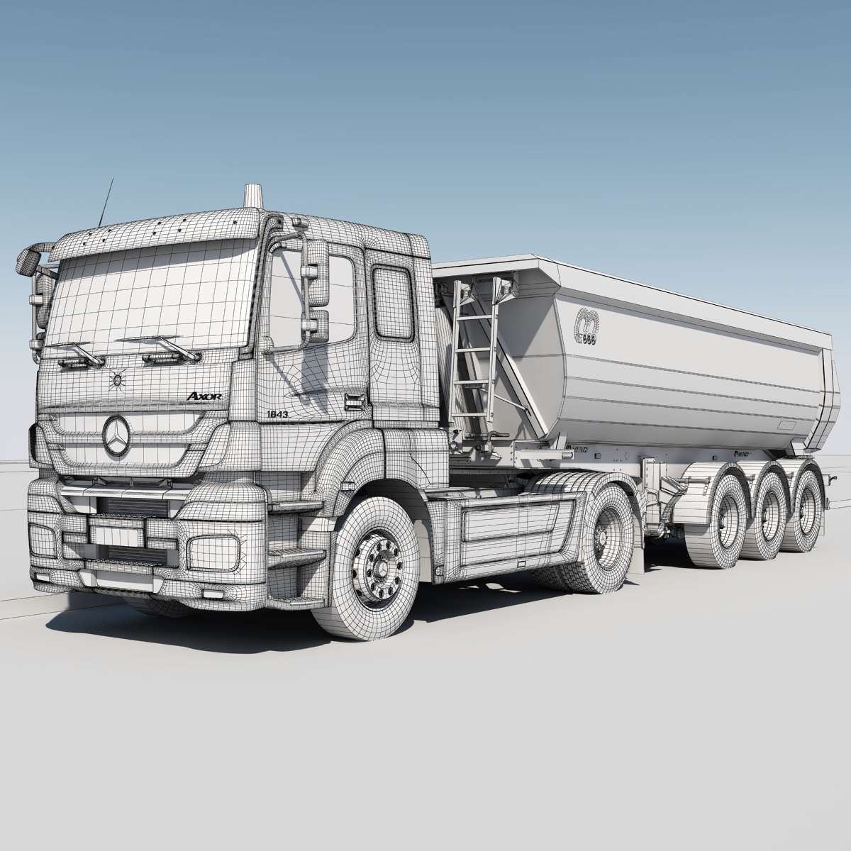 3d mercedes-benz axor 1843 tipper model