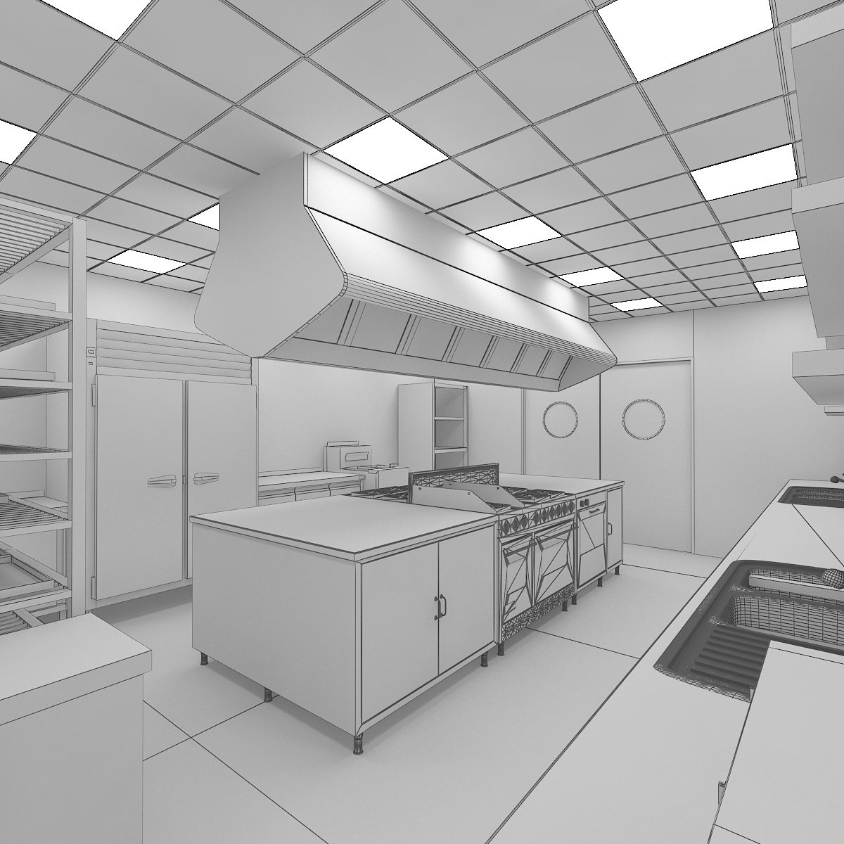 3d industrial kitchen model