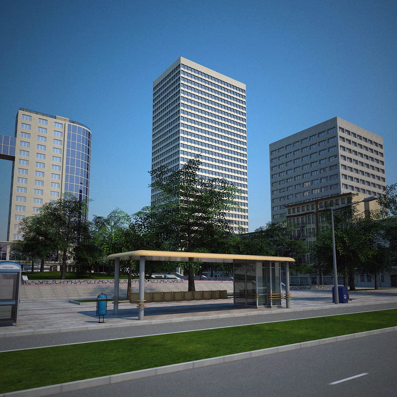 realistic hd city block 3d model