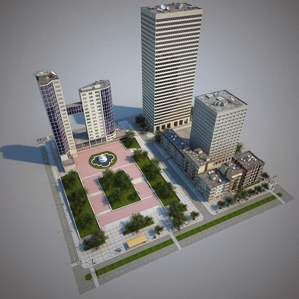 realistic hd city block 3d model