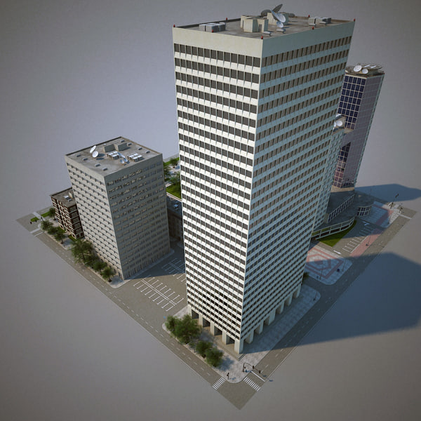 realistic hd city block 3d model