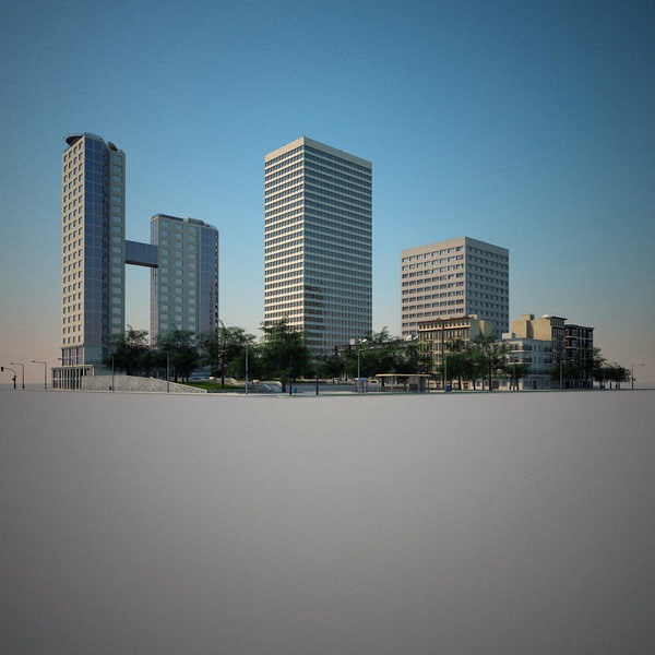 realistic hd city block 3d model